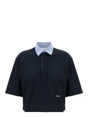 Stella McCartney STELLA MCCARTNEY Cropped Piqué Polo Blue