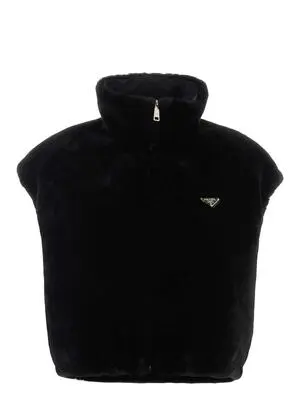Prada Cropped Fur Vest - Black