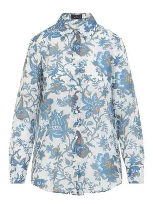 Etro Regular Cotton And Silk Shirt - Blue