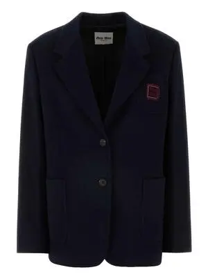 Miu Miu Single Breasted Blazer In Wool And Cashmere - Blue