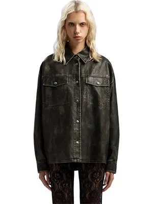 PALM ANGELS Curved Logo Coated Overshirt