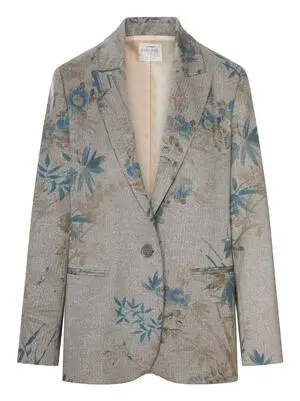 FORTE_FORTE FORTE FORTE Single-Breasted Floral Print Blazer Cream