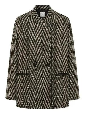 FORTE_FORTE Black Chevron Jaquard Over-jacket - Multicolor