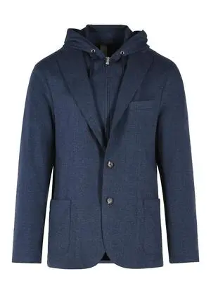 Eleventy ELEVENTY Single-Breasted Blazer With Removable Hood And Zip Harness Blue