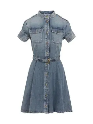 Alexander McQueen Denim Mini Dress - Blue