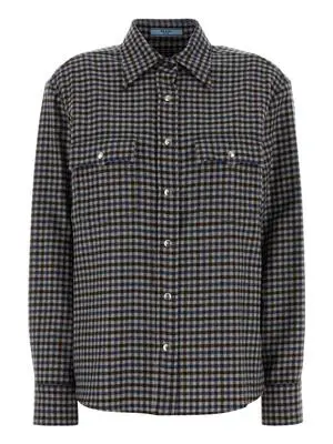 Prada Checked Virgin Wool Shirt - Brown