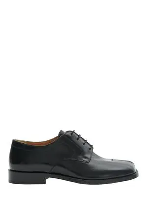 MAISON MARGIELA Polished Calfskin Tabi Derby Shoes - Black