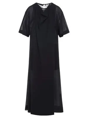Carven Sheer Draped Midi Dress - Black
