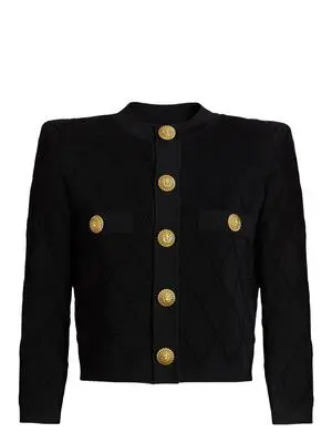 Balmain Cropped Quilted Cardigan - Multicolor