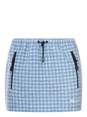 Miu Miu Gingham Fleece Miniskirt - Multicolor