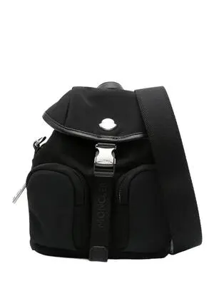 Moncler Technical Jersey And Leather Trim Backpack - Black