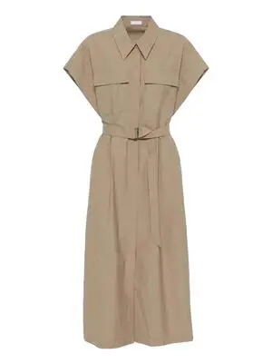 Brunello Cucinelli Belted Cotton Shirt Dress - Multicolor