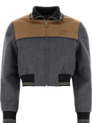 Miu Miu Virgin Wool And Cashmere Hoodie - Gray