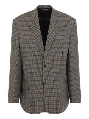 Balenciaga Check Pattern Oversized Blazer - Brown