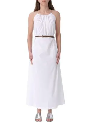 Max Mara Cotton Dress With Waist Belt - White