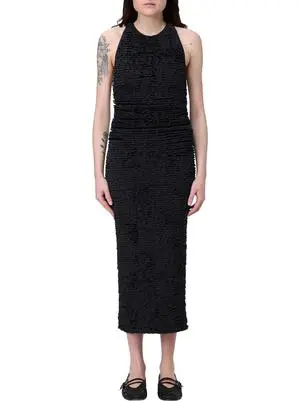 Max Mara Viscose Midi Dress With Ruffles - Black