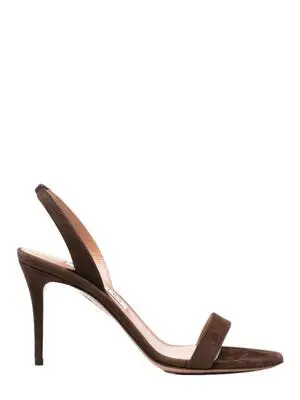 AQUAZZURA Suede Slingback Stiletto Sandals - Brown