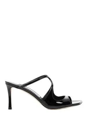JIMMY CHOO Anise 75mm Shiny Leather Sandals - Black