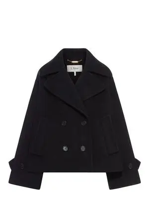 Chloé Oversized Short Wool Coat - Black