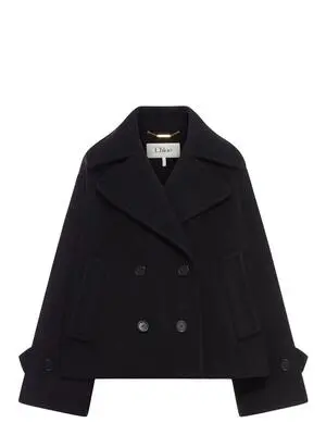 Chloé Chloé Oversized Short Wool Coat Black