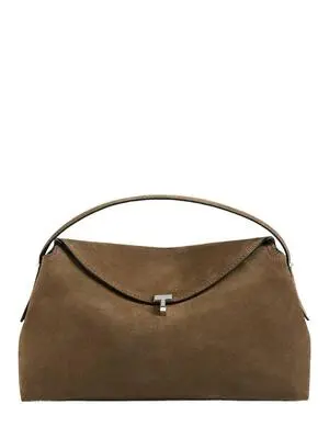 TOTEME T-lock Suede Top Handle - Brown