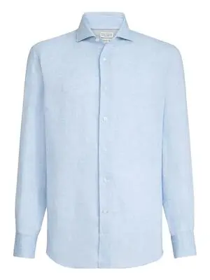 Brunello Cucinelli Linen Easy Fit Shirt - Blue