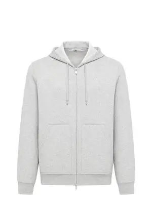 Brunello Cucinelli Cashmere And Silk Blend Hooded Zip Sweatshirt - Gray