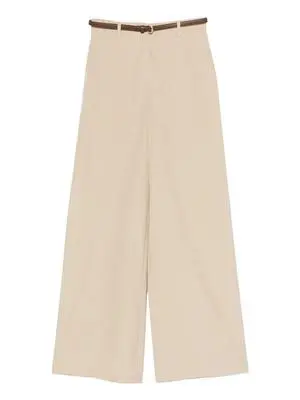 Max Mara MAX MARA Cotton Palazzo Trousers Cream