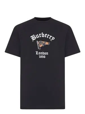 Burberry Cotton T-shirt With Front Logo - Black
