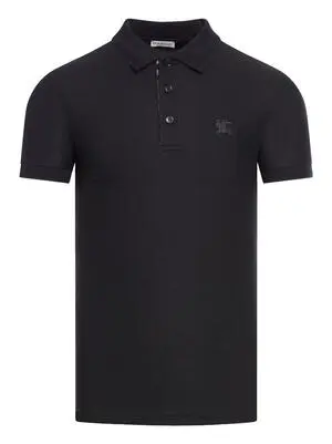 Burberry Cotton Polo Shirt With Embroidered Ekd Logo - Black