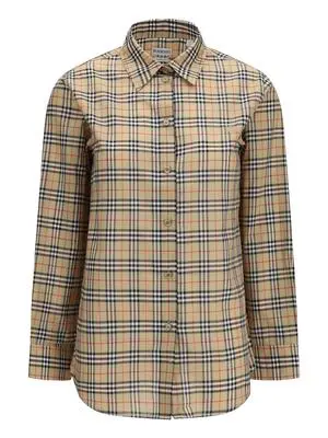 Burberry Check Cotton Shirt - Cream