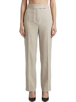 Max Mara Linen Straight Trousers - Gray