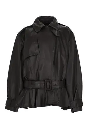 ROTATE BY BIRGER CHRISTENSEN Leather Biker Jacket - Brown