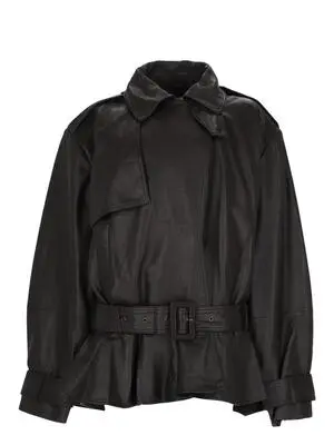 ROTATE BY BIRGER CHRISTENSEN Leather Biker Jacket - Brown