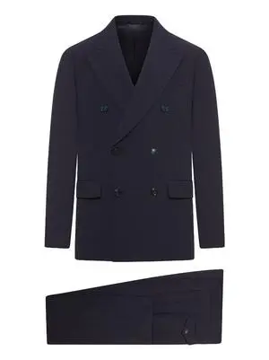 Giorgio Armani Royal Line Double Breasted Suit In Canneté Crepe Wool - Brown