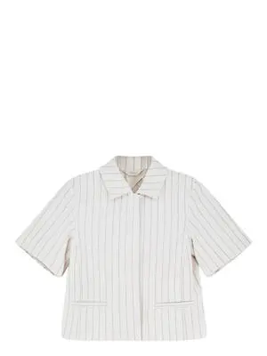 Max Mara Striped Cotton Overshirt - White