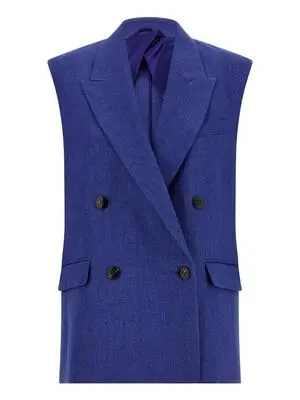 Max Mara Double-breasted Linen Vest - Blue