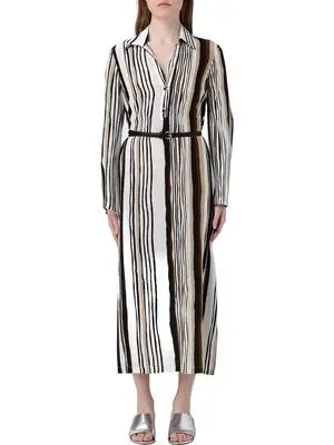 Max Mara Striped Silk Kaftan Dress - Blue