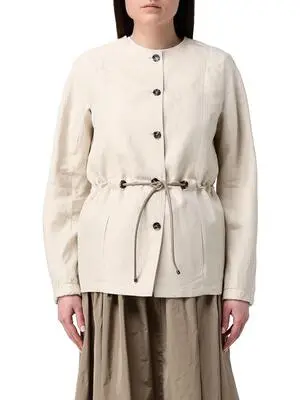 Max Mara Max Mara Women Max Mara Linen And Silk Jacket With Drawstring Cream
