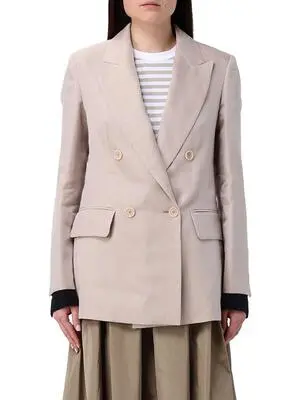 Max Mara Linen And Organza Double-breasted Blazer - Brown