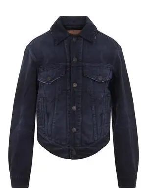Balenciaga Curved Waistband Jacket - Blue