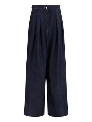 Dries Van Noten Pleated Wide-leg Jeans - Blue