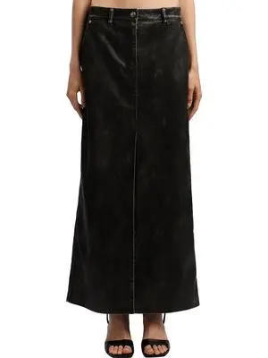 Palm Angels Curved Logo Coated Long Skirt - Gray