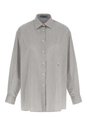 Prada Striped Cotton Poplin Shirt - Gray