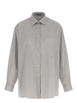 Prada Striped Cotton Poplin Shirt - Gray