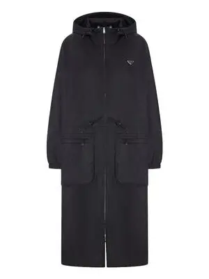 Prada Re-nylon Trench Coat With Hood - Black