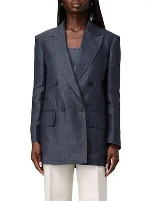 Max Mara Double-breasted Denim Blazer - Gray