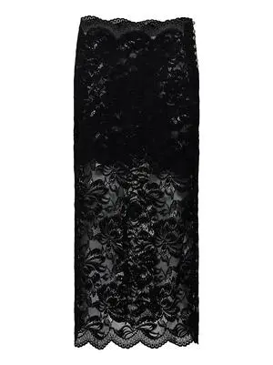 Rabanne PACO RABANNE Stretch Floral Lace Midi Skirt Multicolor