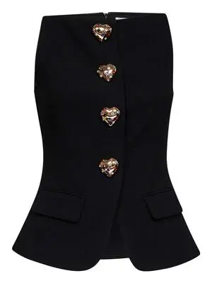 SELF-PORTRAIT Wool Crêpe Peplum Top - Multicolor