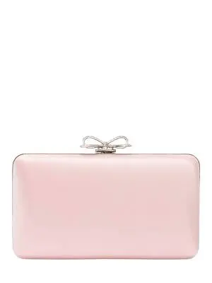 SELF-PORTRAIT Pink Clutch Bag With Shoulder Strap And Crystal Bow - Multicolor